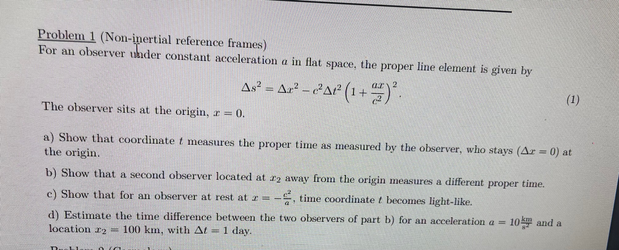 Solved Problem 1 (Non-inertial reference frames)For an | Chegg.com
