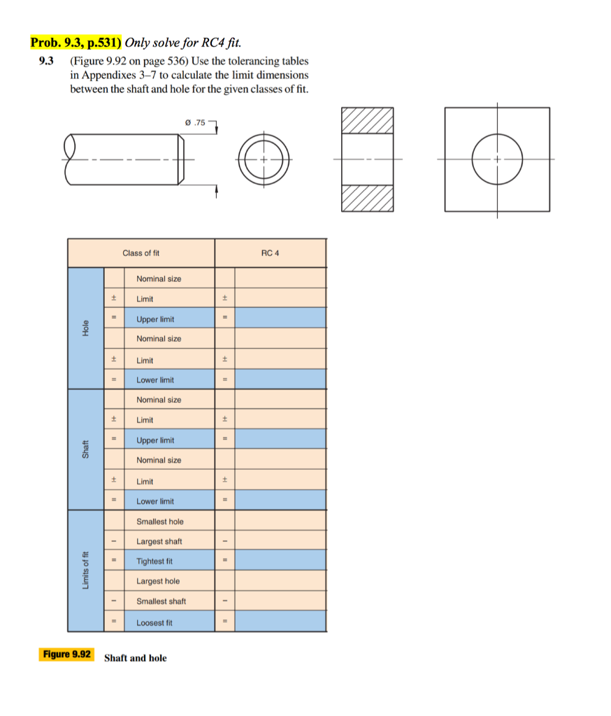 Solved Prob. 9.3, p.531) Only solve for RC4 fit. 9.3 (Figure | Chegg.com