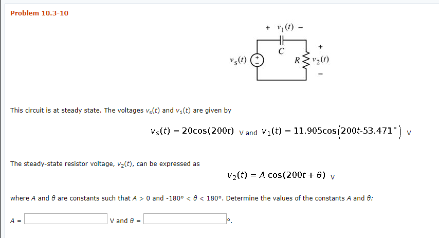 Solved This circuit is at steady state. The voltages vs(t) | Chegg.com