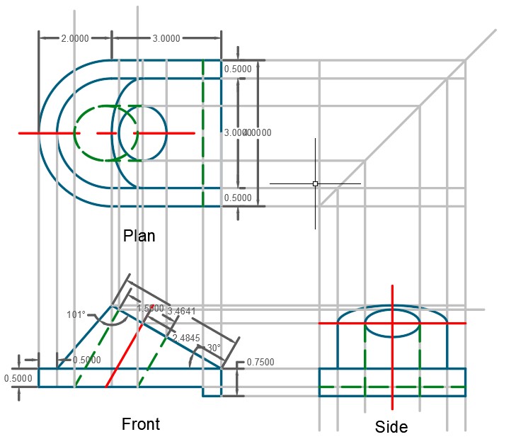 Create Auxiliary View in autocad | Chegg.com