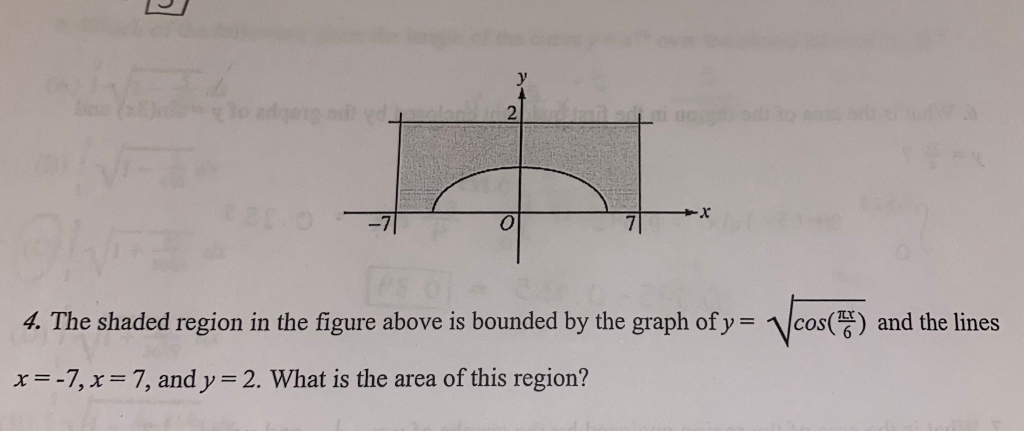 Solved -71 4. The shaded region in the figure above is | Chegg.com