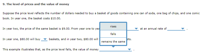 Solved 9. The level of prices and the value of money Suppose | Chegg.com