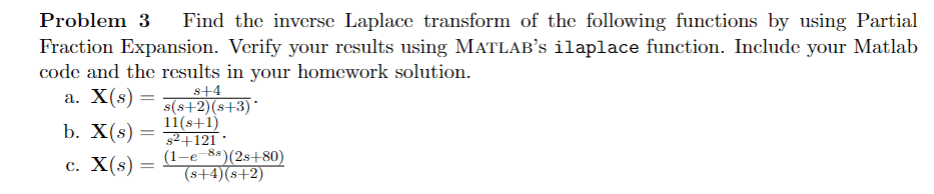 Solved Problem 3 Find the inverse Laplace transform of the | Chegg.com