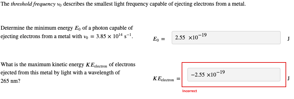Solved The threshold frequency 𝜈0ν0 describes the smallest | Chegg.com