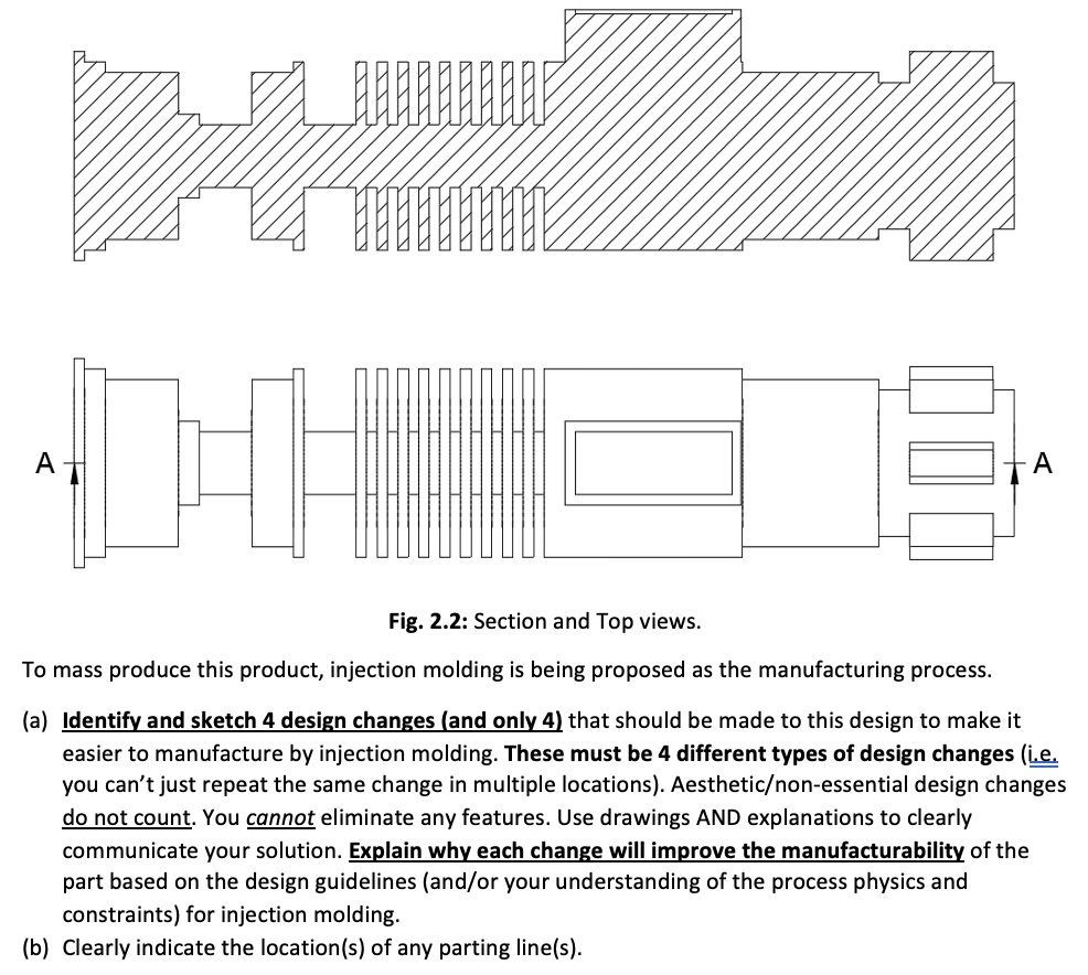 Solved Fig. 2.2: Section and Top views. To mass produce this | Chegg.com
