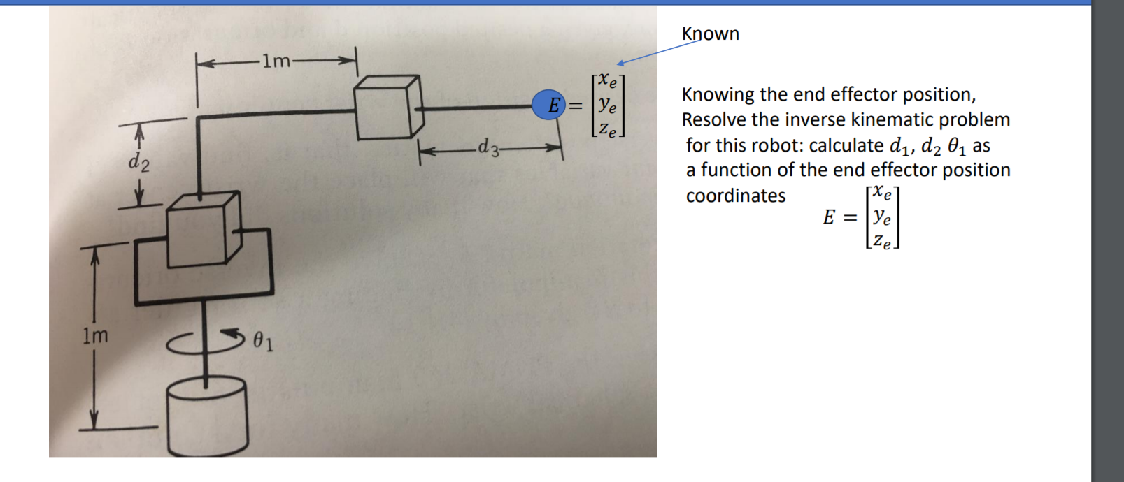 Known -1m гХе Knowing the end effector position, | Chegg.com