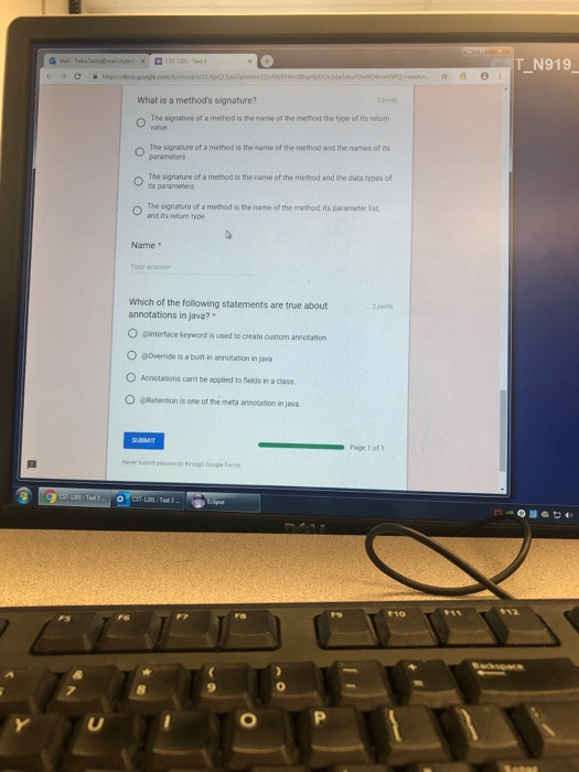 Solved r_N919 What is a method's signature? O The signature | Chegg.com