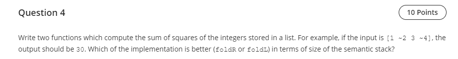 Solved Write two functions which compute the sum of squares | Chegg.com
