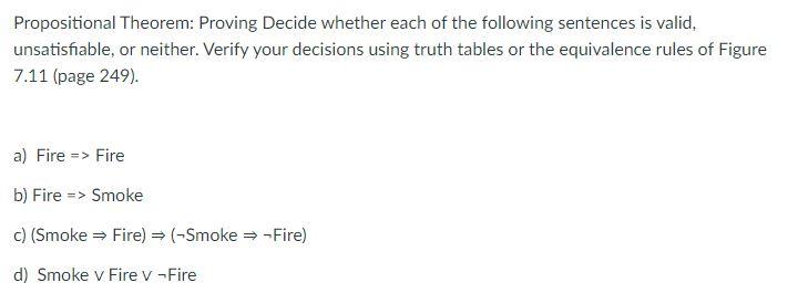 Propositional Theorem Proving Decide Whether Each Of