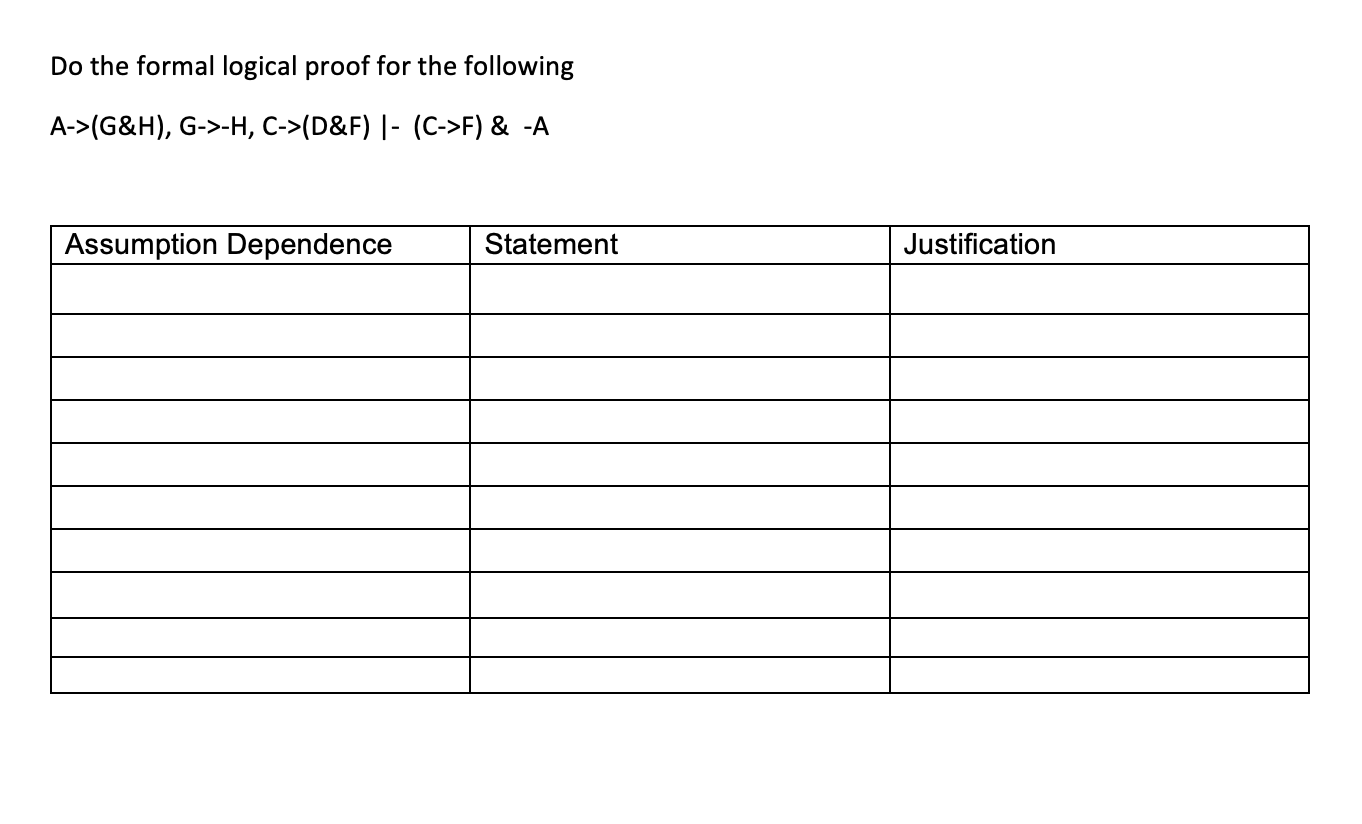 Solved Do the formal logical proof for the following | Chegg.com