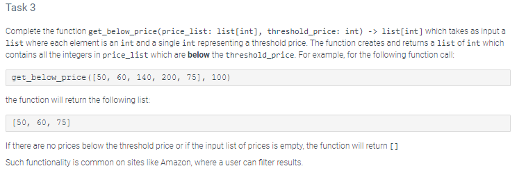 Solved Complete the function get_prices() -> tuple[list, | Chegg.com