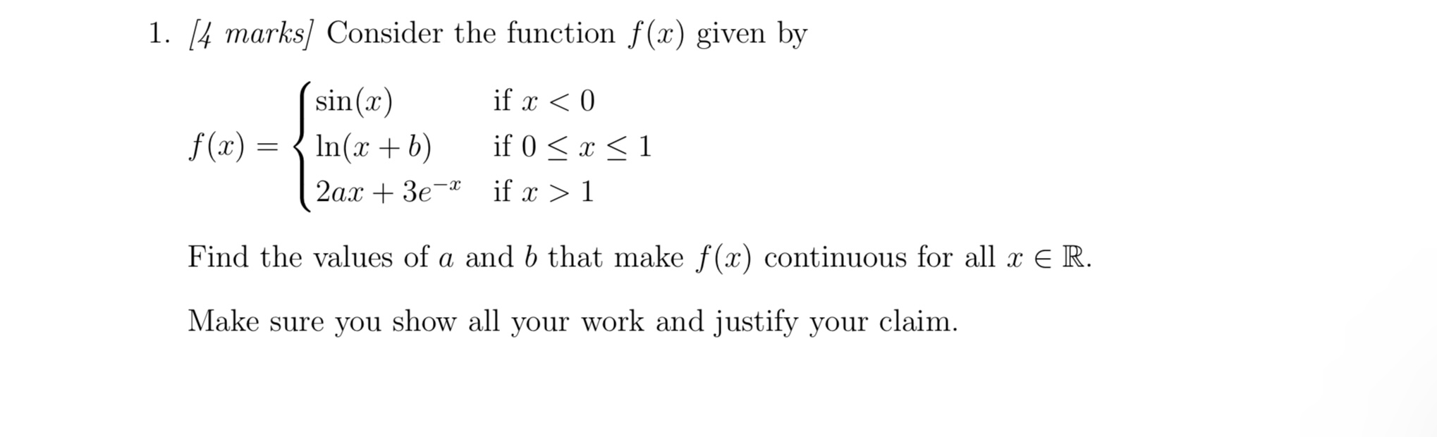 Solved [4 ﻿marks] ﻿Consider the function f(x) ﻿given | Chegg.com
