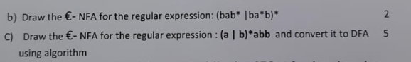 Solved b) Draw the £-NFA for the regular expression: (bab* | Chegg.com