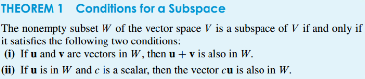Solved THEOREM 1 Conditions for a Subspace The nonempty | Chegg.com