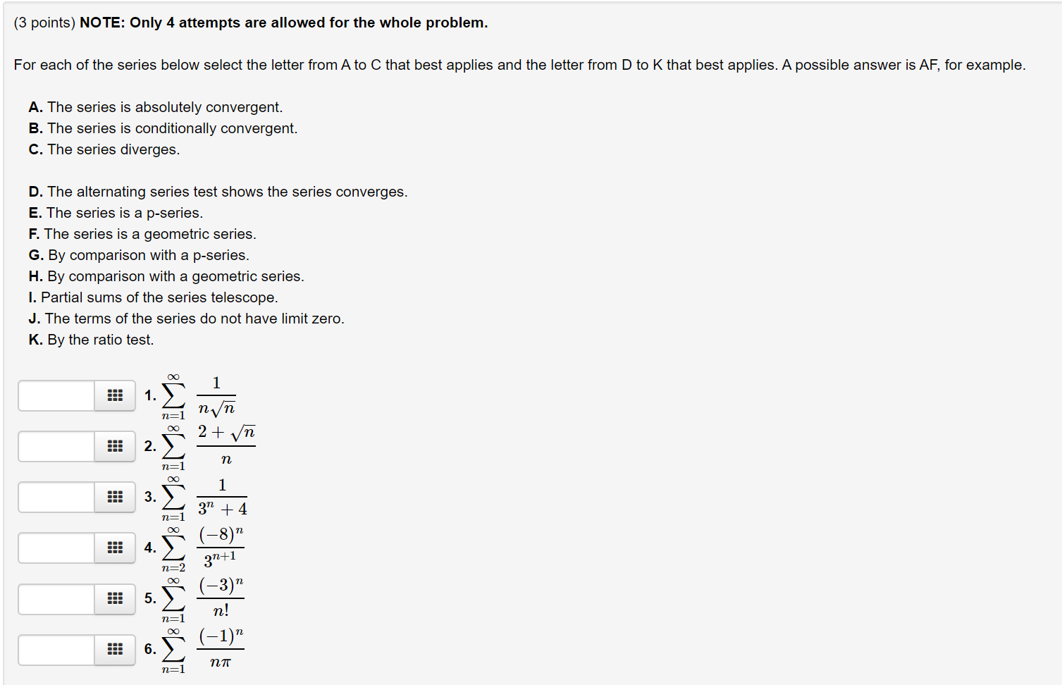 Solved (3 points) NOTE: Only 4 attempts are allowed for the | Chegg.com