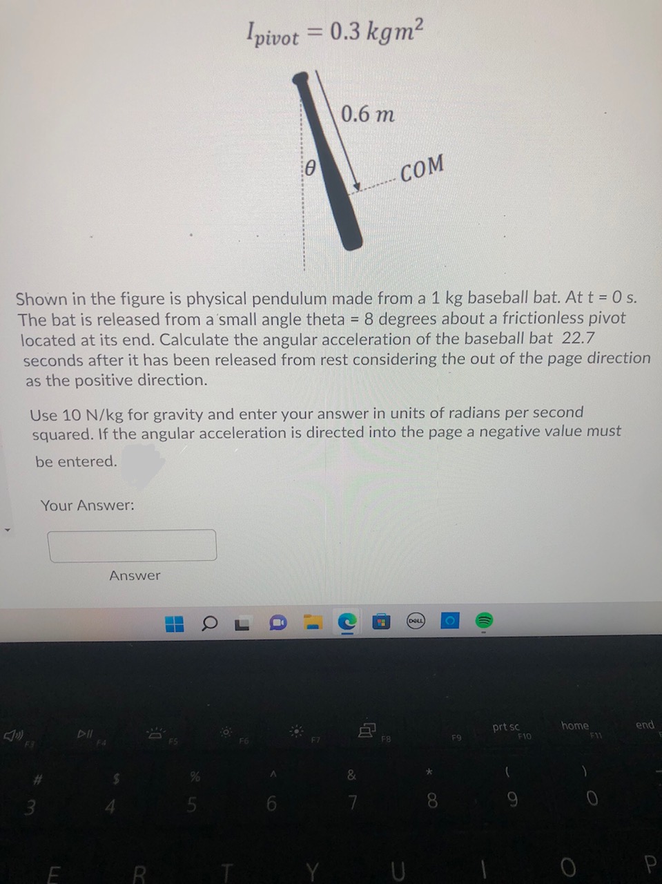 Solved COM Shown in the figure is physical pendulum made | Chegg.com