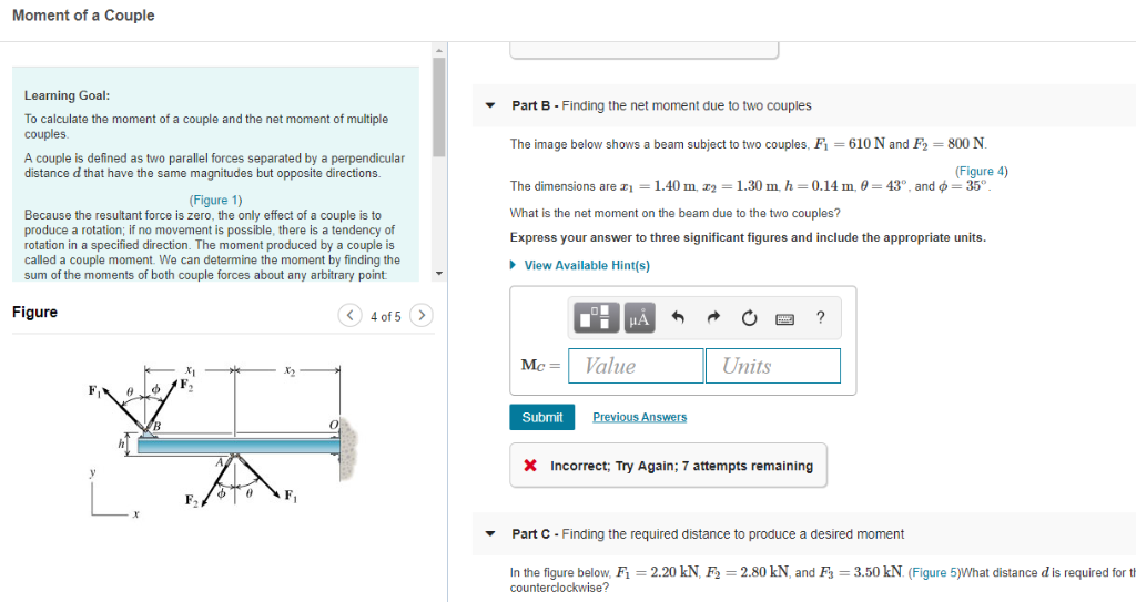 Solved Moment of a Couple Learning Goal: Part B Finding the | Chegg.com