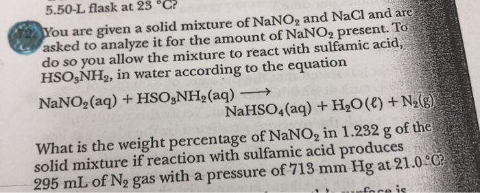 Solved 5.50-L flask at 23 °C You are given a solid mixture | Chegg.com