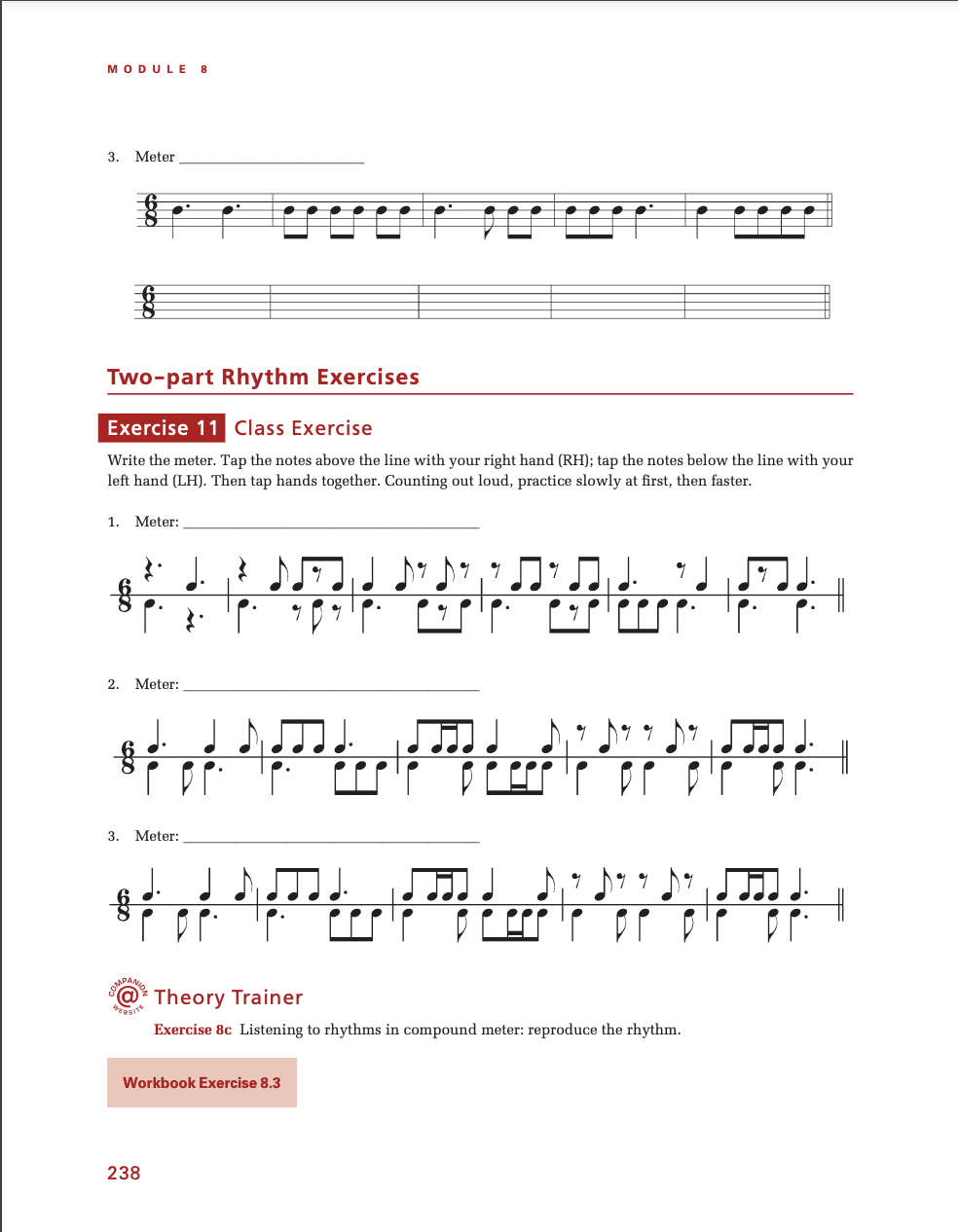 MUSIC Question. Exercise 11. Write the meter. Tap the | Chegg.com