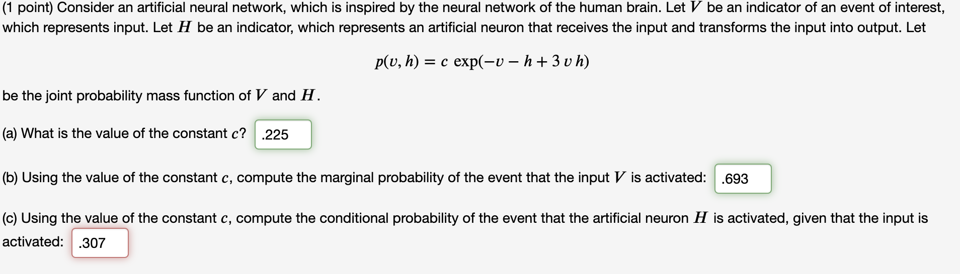 Solved (1 point) Consider an artificial neural network, | Chegg.com