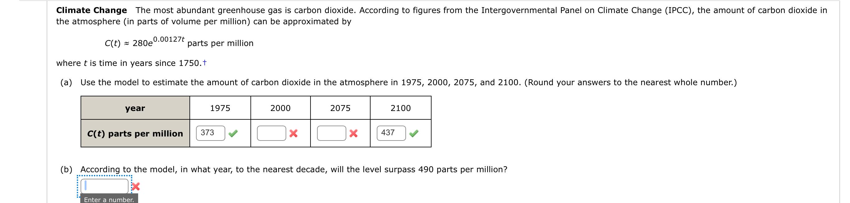 Solved the atmosphere (in parts of volume per million) can | Chegg.com