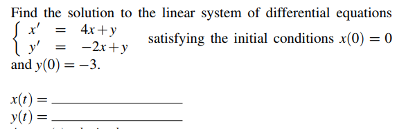 Solved Find the solution to the linear system of | Chegg.com
