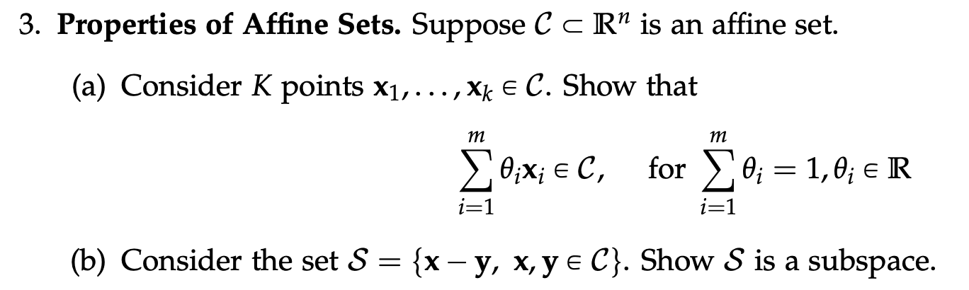 Solved 3. Properties of Affine Sets. Suppose C CR" is an | Chegg.com
