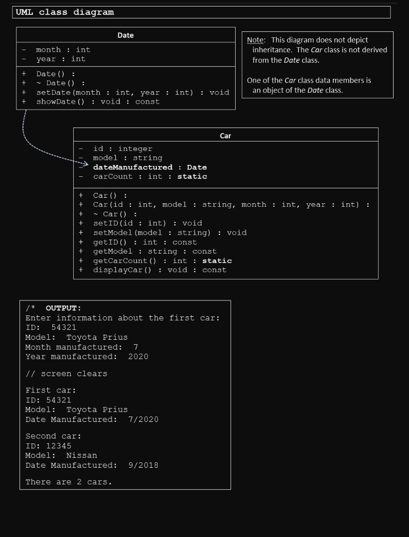 Solved Use the UML class diagram and the output to write a | Chegg.com