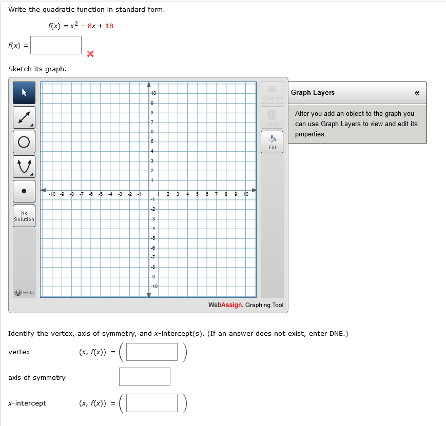 Solved Write the quadratic function in standard | Chegg.com
