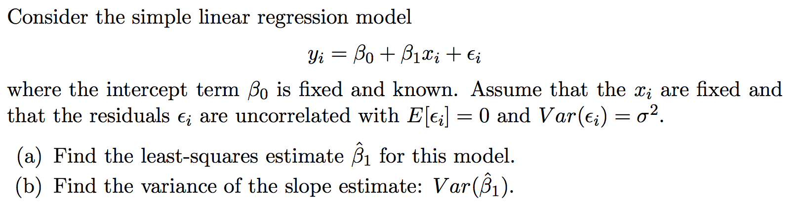 Solved Consider the simple linear regression model | Chegg.com