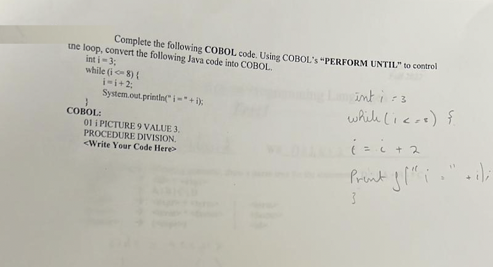Solved Complete The Following Cobol Code Using Cobols 