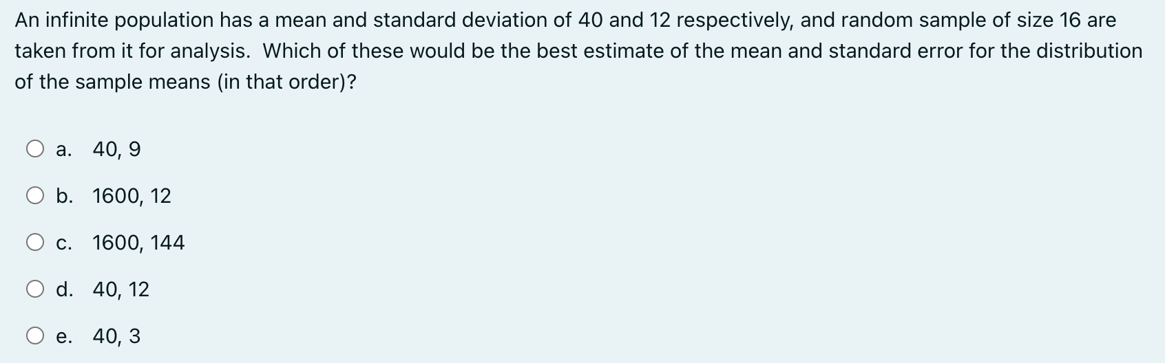 Solved An infinite population has a mean and standard | Chegg.com