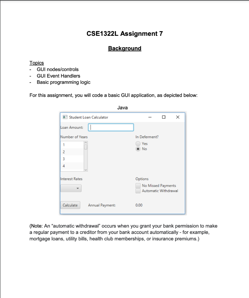 Solved CSE1322L Assignment 7 Background Topics GUI | Chegg.com