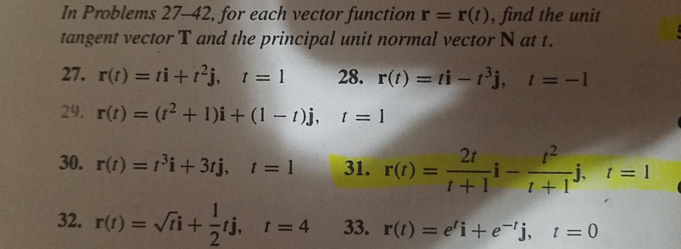 Solved In Problems 27-42, for each vector function r = r(t), | Chegg.com