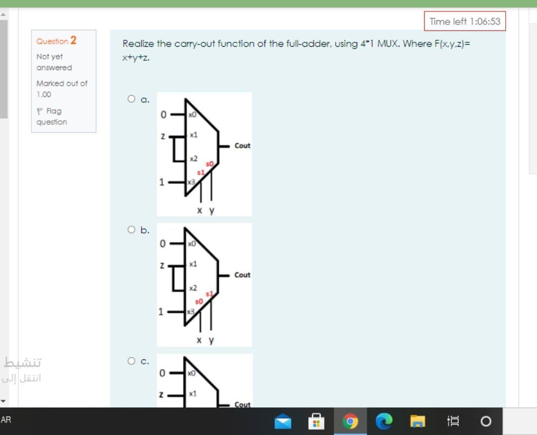 Solved Time left 1:06:53 Question 2 Realize the carry out | Chegg.com