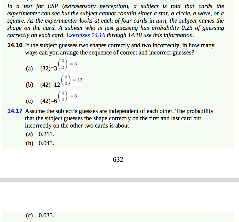 Solved In a test for ESP (extrasensory perception), a | Chegg.com