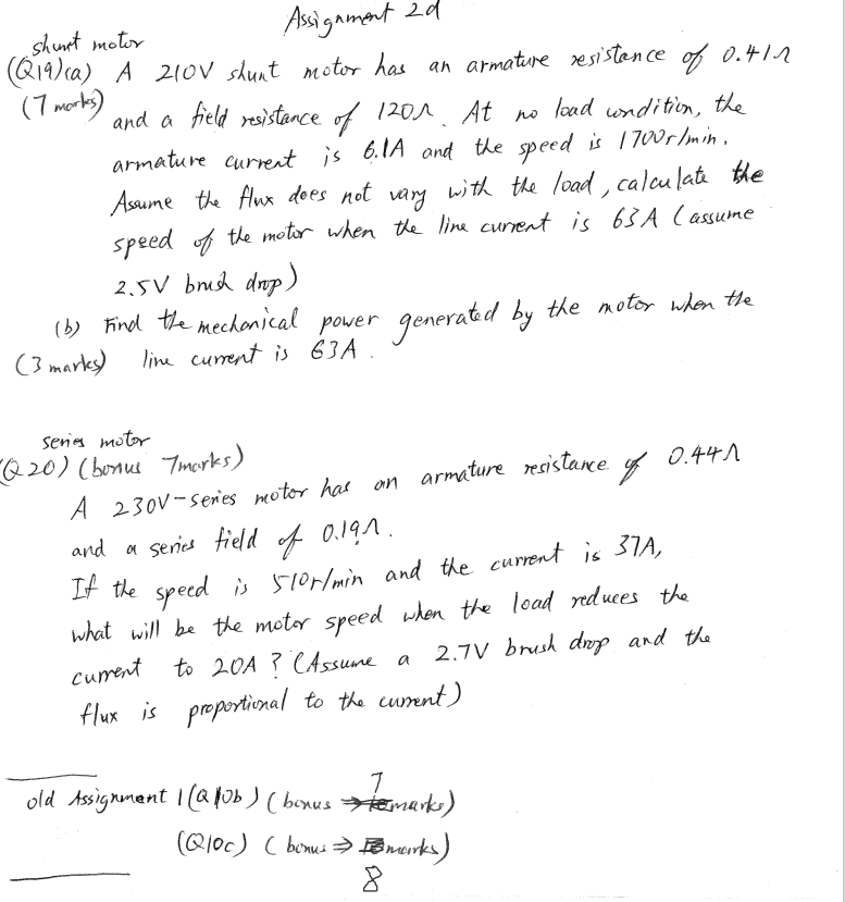 Solved Assignment 2a (Q (19) ca) A \\( 210 \\mathrm{~V} \\) | Chegg.com