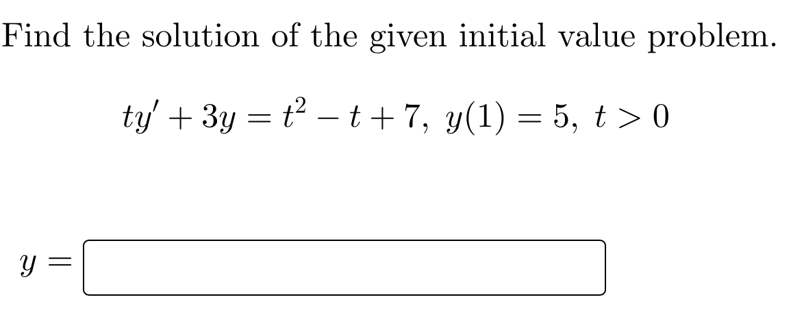 Solved Find the solution of the given initial value problem. | Chegg.com