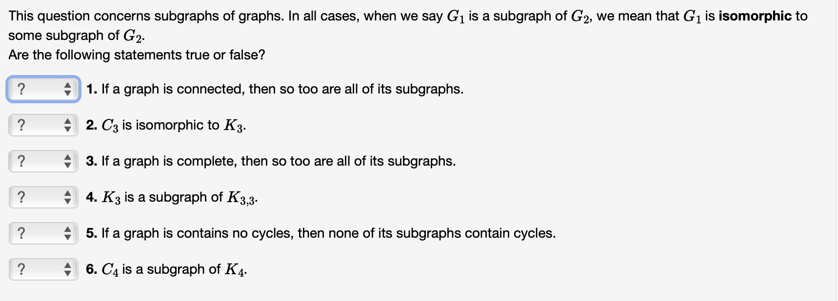 Solved This question concerns subgraphs of graphs. In all | Chegg.com