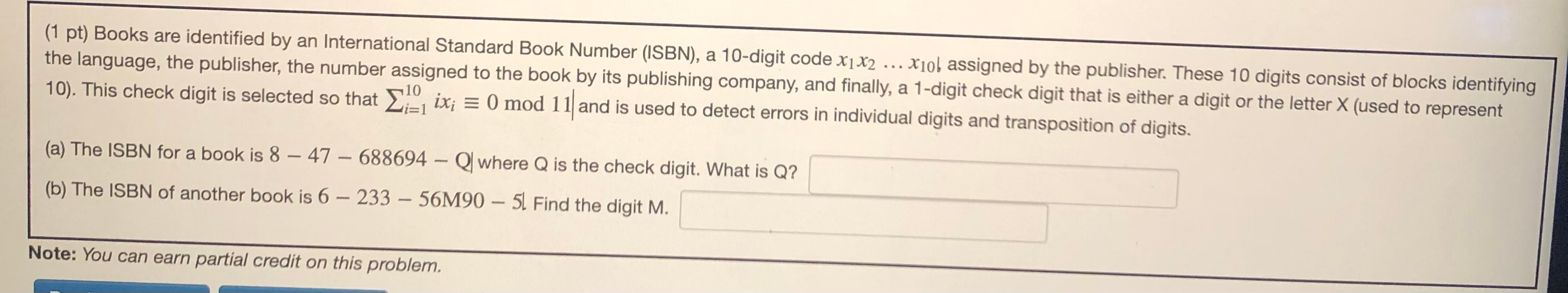 Solved (1 pt) Enter Tor F depending on whether the statement | Chegg.com