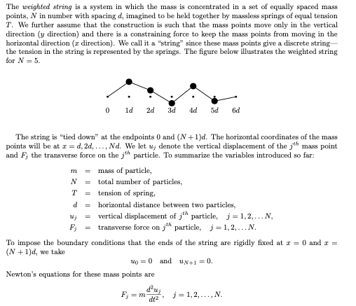 The weighted string is a system in which the mass is | Chegg.com