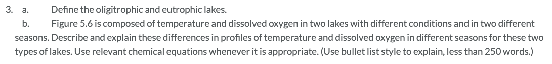 Spring turnover Summer Stratification Fall turnover | Chegg.com