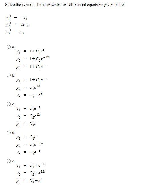Solved Solve the system of first-order linear differential | Chegg.com