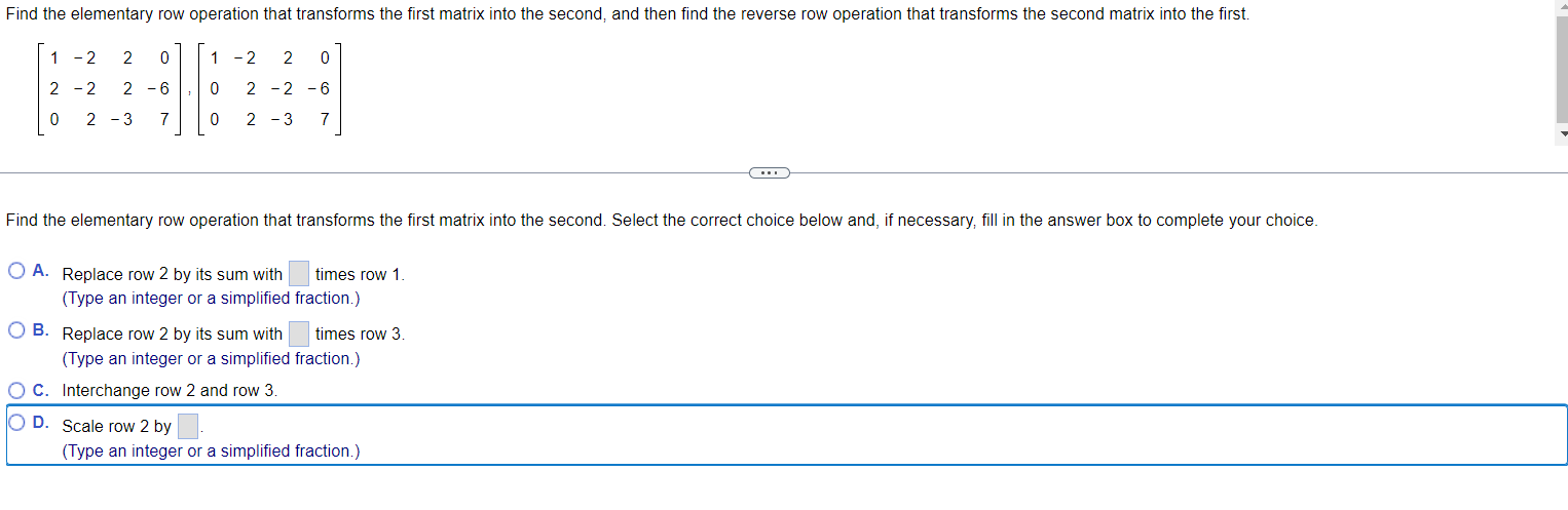 Solved ⎣⎡120−2−2222−30−67⎦⎤,⎣⎡100−2222−2−30−67⎦⎤ nd the | Chegg.com