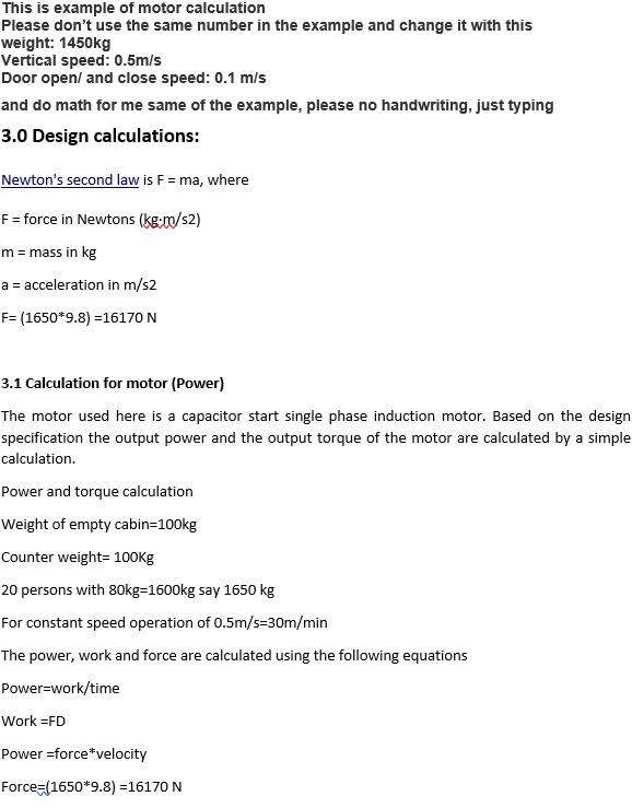 Solved This is example of motor calculation Please don't use | Chegg.com