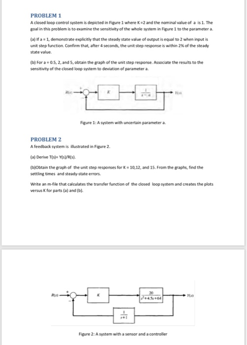 Solved PROBLEM1 A closed loop control system is depicted in | Chegg.com