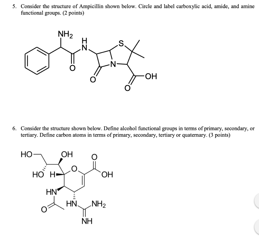 Solved 5. Consider the structure of Ampicillin shown below. | Chegg.com