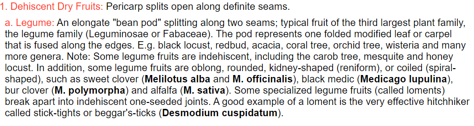 Solved 1. Dehiscent Dry Fruits: Pericarp splits open along | Chegg.com