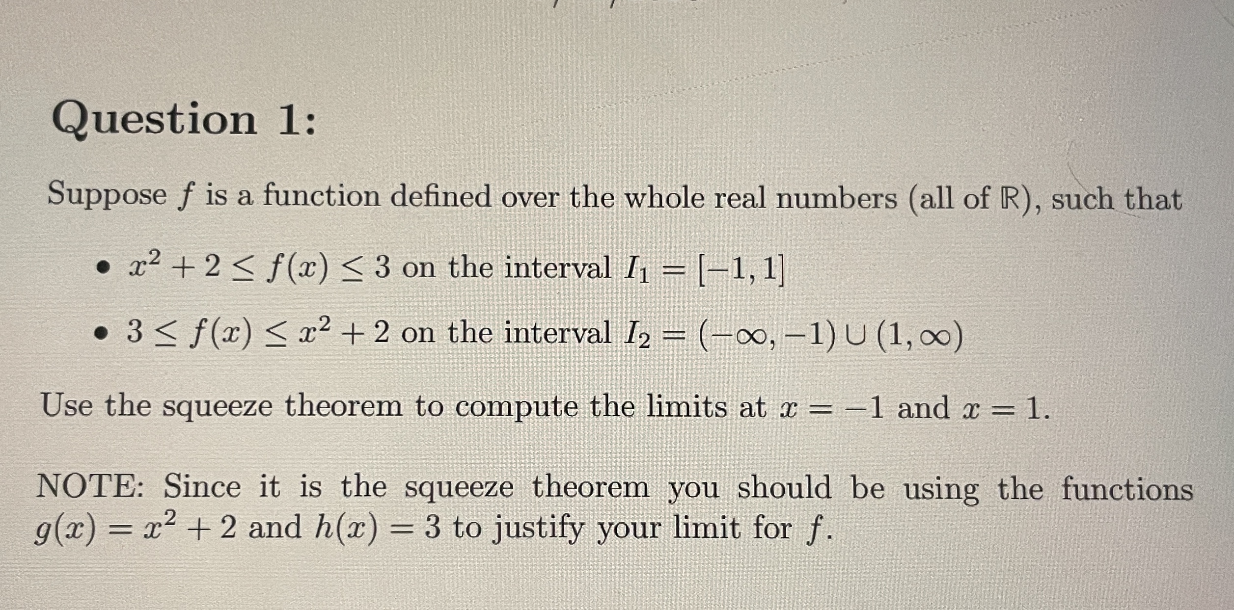 Solved Question 1: Suppose f is a function defined over the | Chegg.com