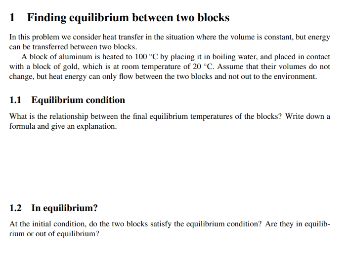 1 Finding equilibrium between two blocks In this | Chegg.com